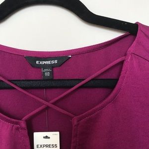 Express | Tops | Nwt Satin Cross Front Gramercy Tee In Plum | Poshmark